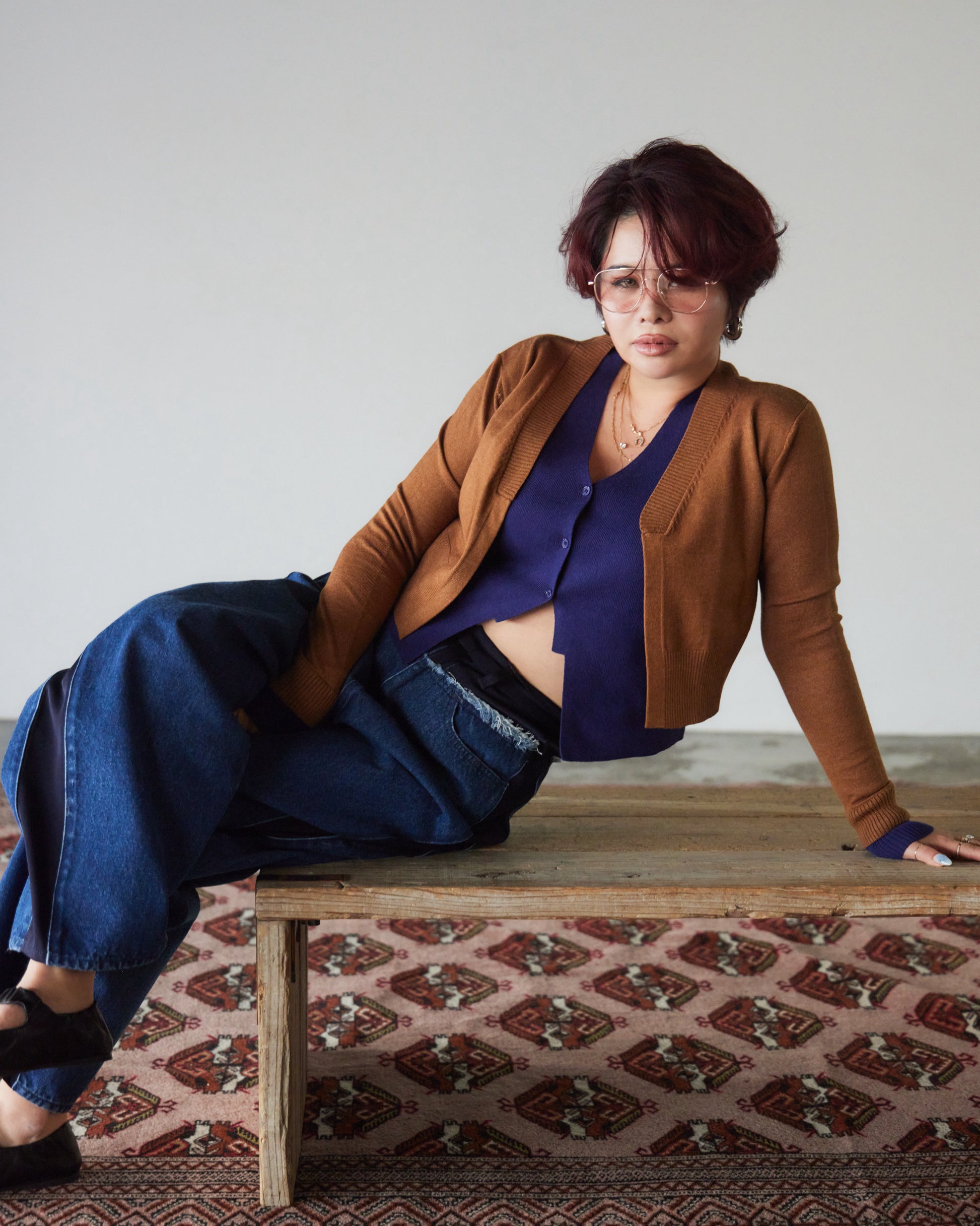 【SALE】Contrast Cut Knit Cardigan – WONEM